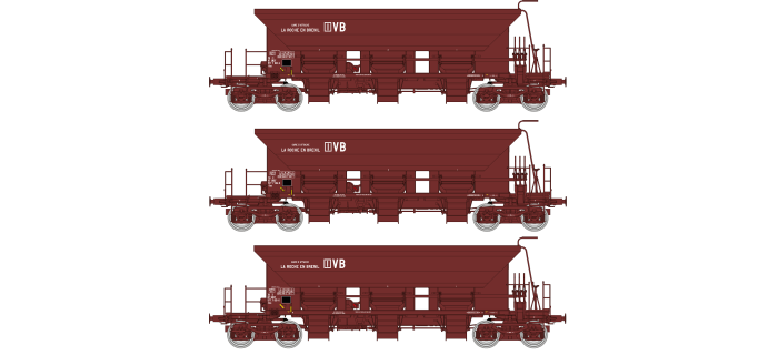 Coffret 3 wagons trémie à ballast T1 Uas, SNCF - WB-749 - REE Modeles ...